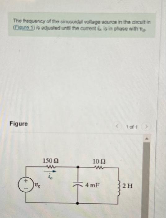 Solved The frequency of the sinusoidal voltage source in the | Chegg.com