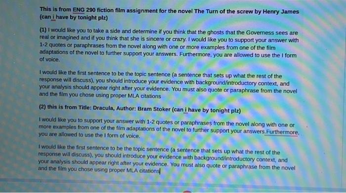 this is from class eng 290 fiction film can i have | Chegg.com