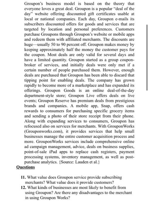 Solved Groupon's business model is based on the theory that | Chegg.com
