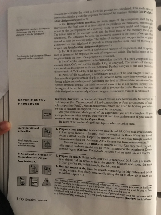 Solved Experiment 7 Report Sheet Empirical Formulas Date Lob | Chegg.com