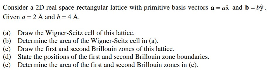 Solved Consider a 2D real space rectangular lattice with | Chegg.com