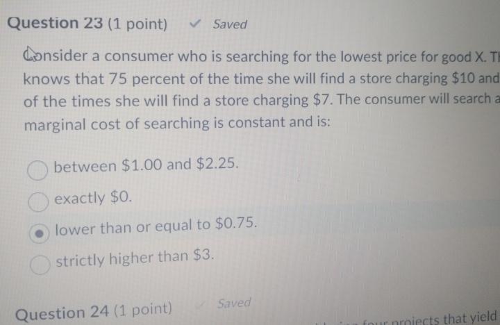 Solved Question 23 (1 ﻿point)SavedConsider a consumer who is | Chegg.com