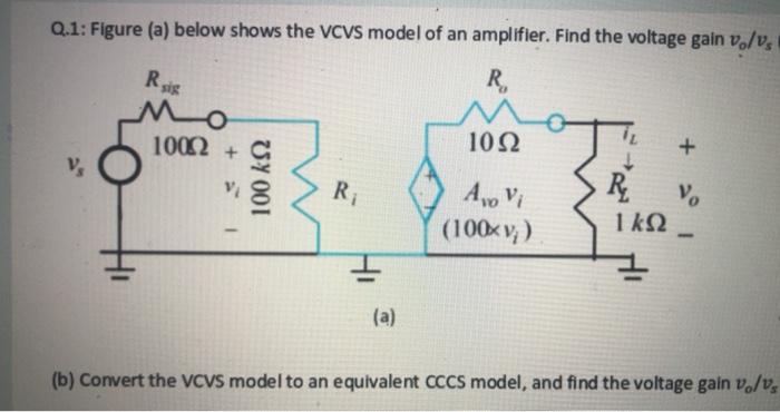 Solved Q.1: Figure (a) below shows the VCVS model of an | Chegg.com