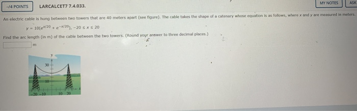 Solved An electric cable is hing between two towers that are | Chegg.com
