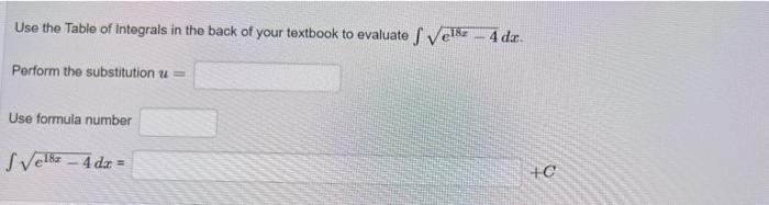 Solved Use The Table Of Integrals In The Back Of Your