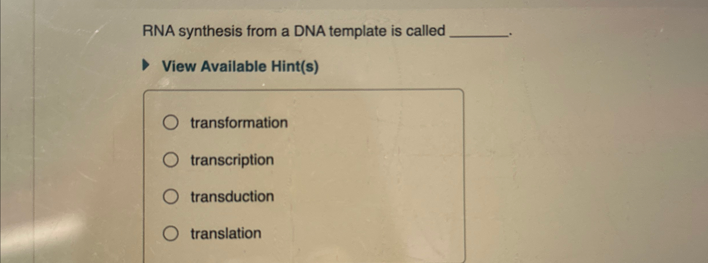 Solved RNA synthesis from a DNA template is calledView | Chegg.com