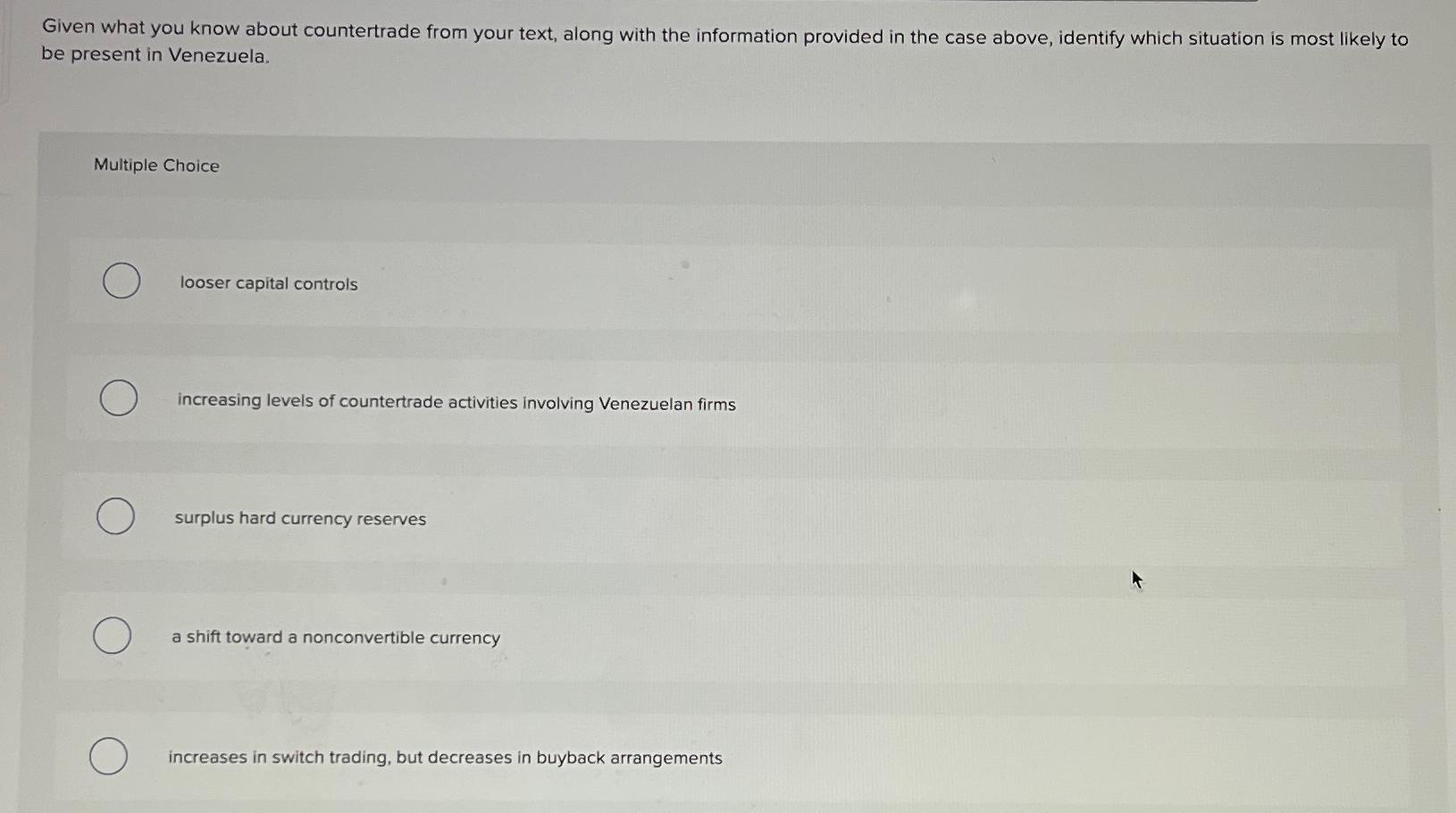 Solved Given what you know about countertrade from your | Chegg.com