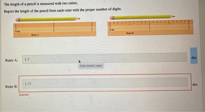Solved The length of a pencil is measured with two rulers. | Chegg.com
