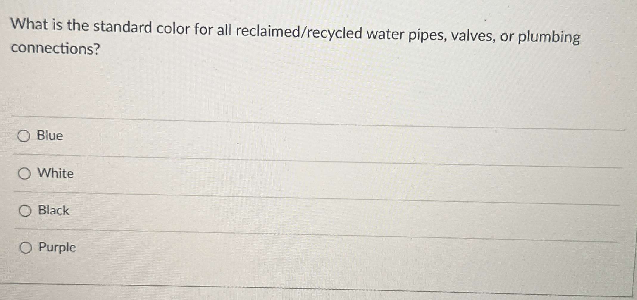 Solved What is the standard color for all reclaimed/recycled | Chegg.com