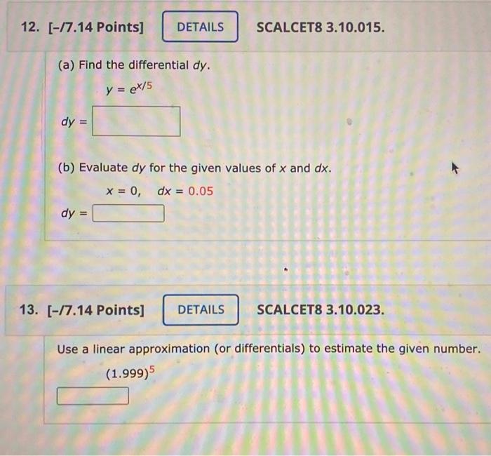 Solved 12. [-17.14 Points] DETAILS SCALCET8 3.10.015. (a) | Chegg.com