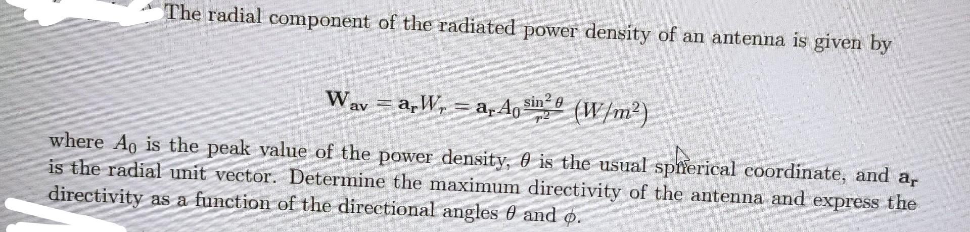 Solved The radial component of the radiated power density of | Chegg.com