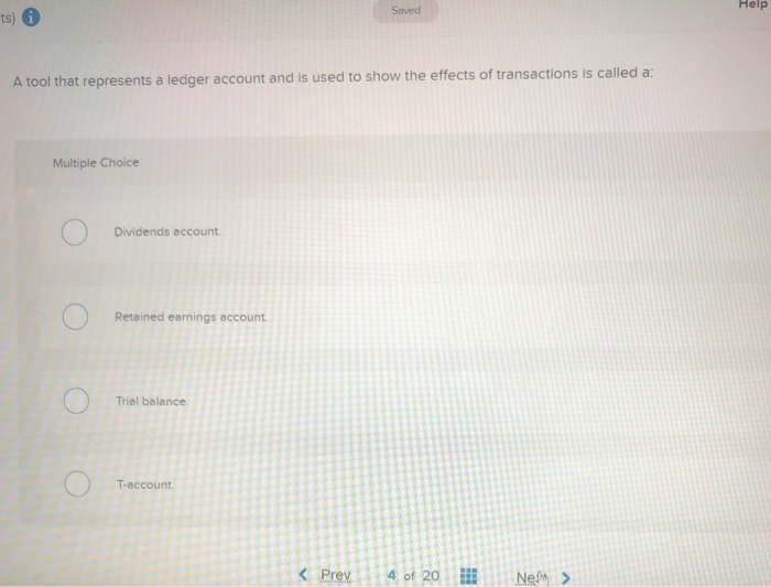 Solved Saved Help Ts A Tool That Represents A Ledger Chegg
