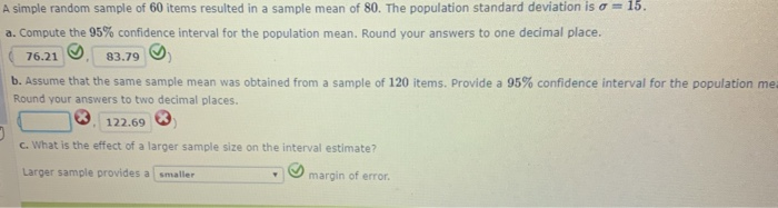 Solved A simple random sample of 60 items resulted in a | Chegg.com