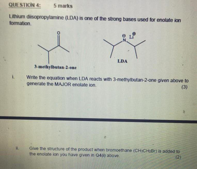 Solved Lithium diisopropylamine (LDA) is one of the strong | Chegg.com