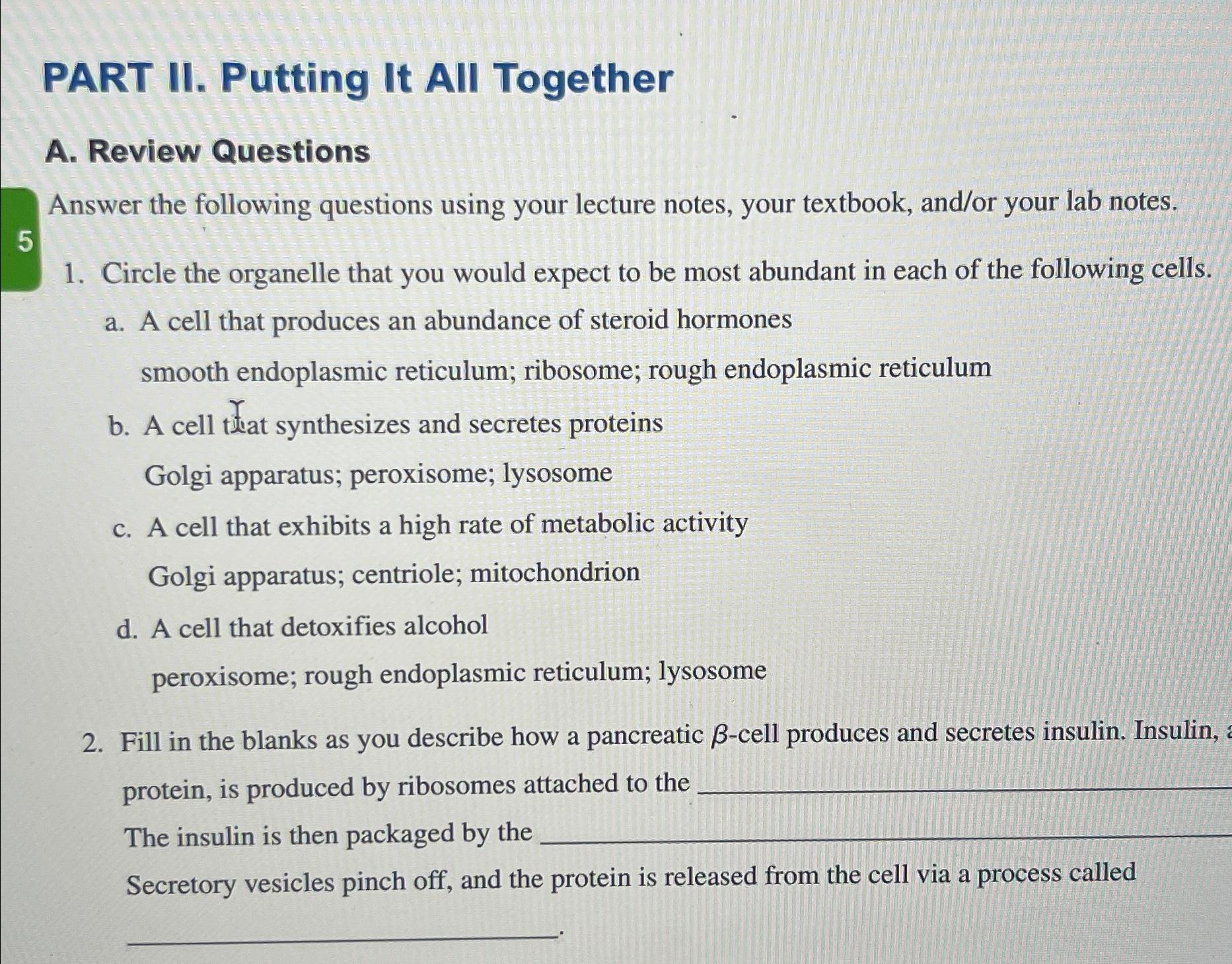 Solved PART II. ﻿Putting It All TogetherA. ﻿Review | Chegg.com