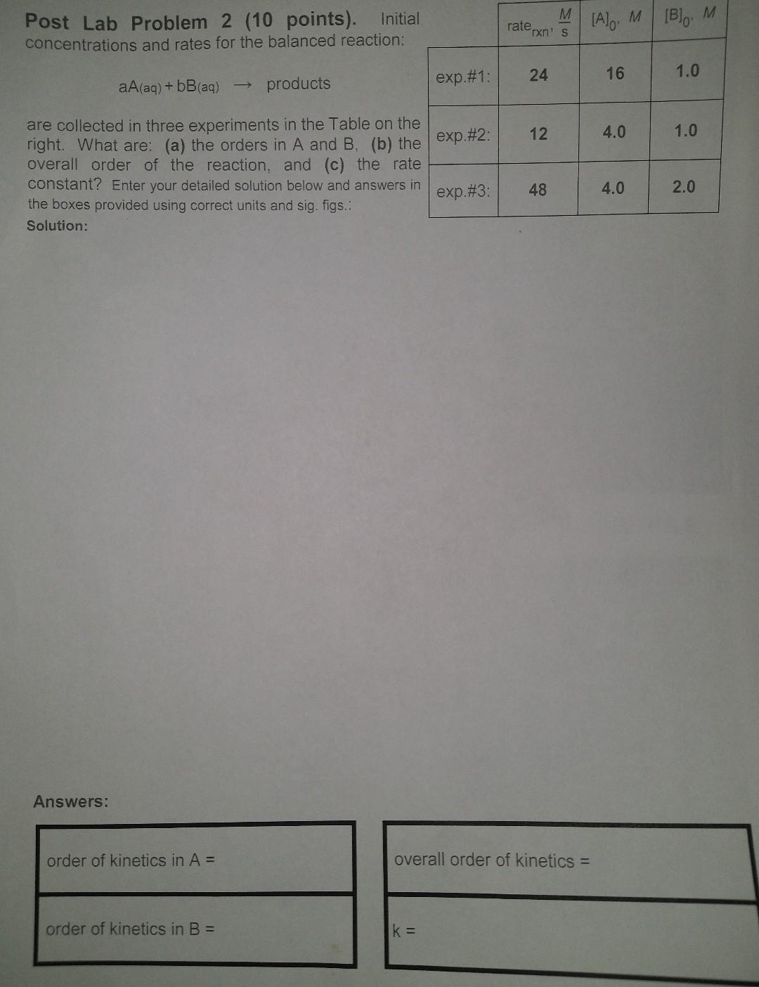 Solved Post Lab Problem 2 (10 points). Initial | Chegg.com