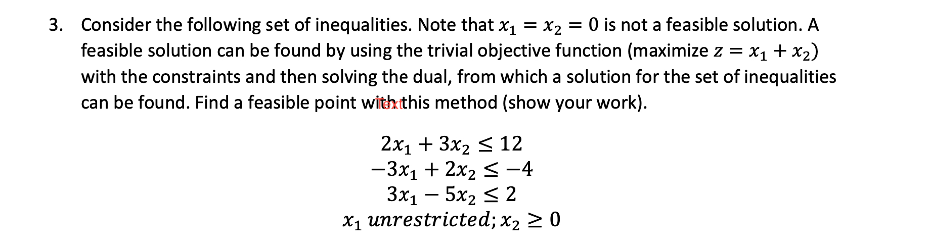 Solved Consider the following set of inequalities. Note that | Chegg.com