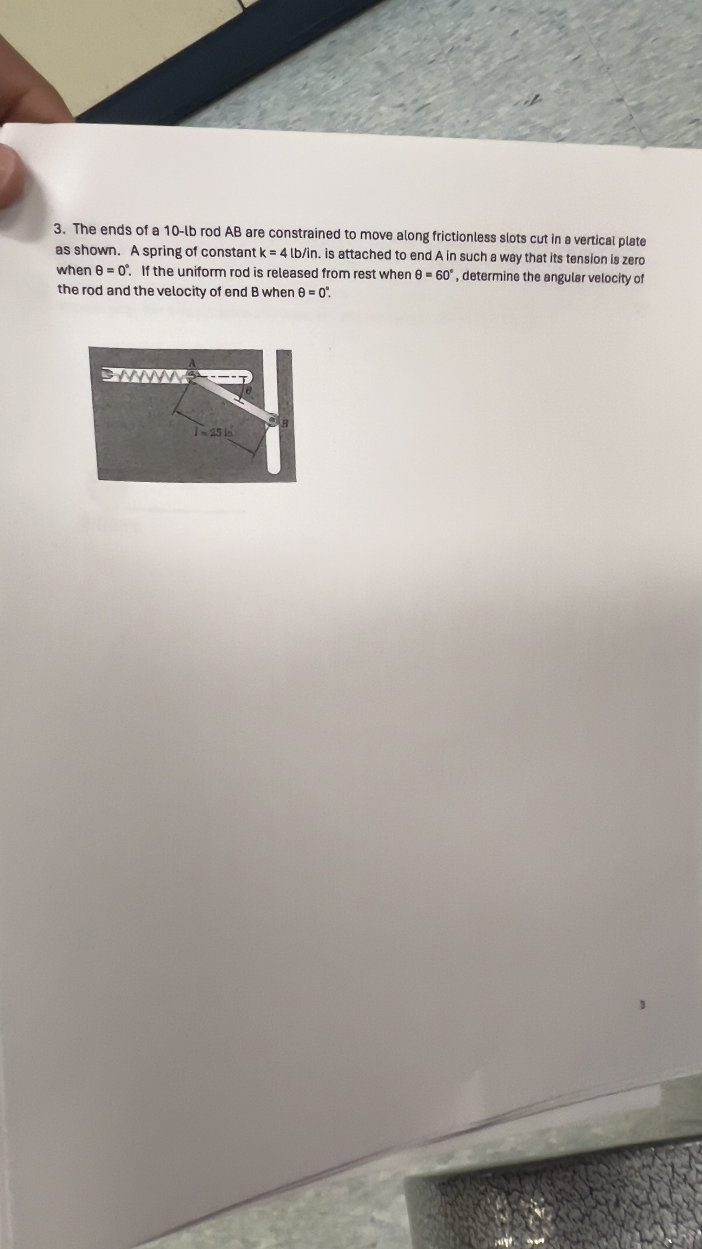 Solved The ends of a 10-Ib rod AB ﻿are constrained to move | Chegg.com