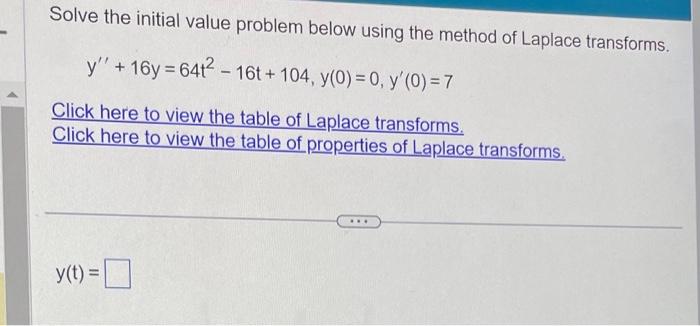 Solved Solve the initial value problem below using the | Chegg.com