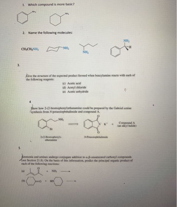 Solved 1. Which compound is more basic? 2. Name the | Chegg.com
