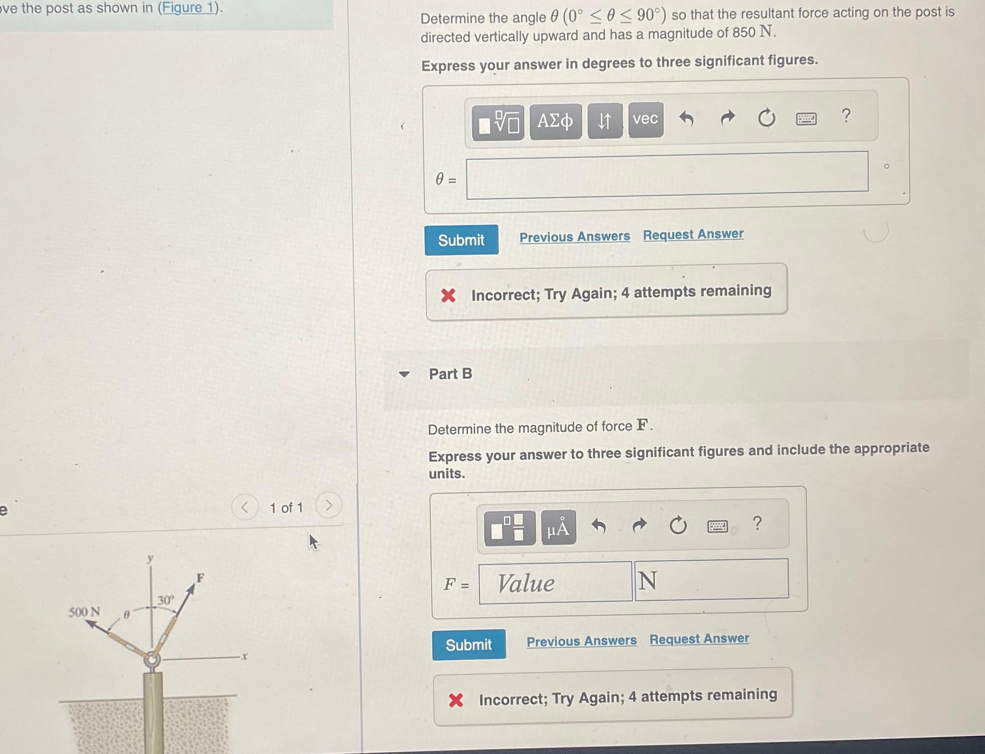 Solved ve the post as shown in (Figure 1).Previous | Chegg.com