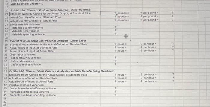 Solved Exhibit 10-1: Standard Cost Card Enter a formula into | Chegg.com