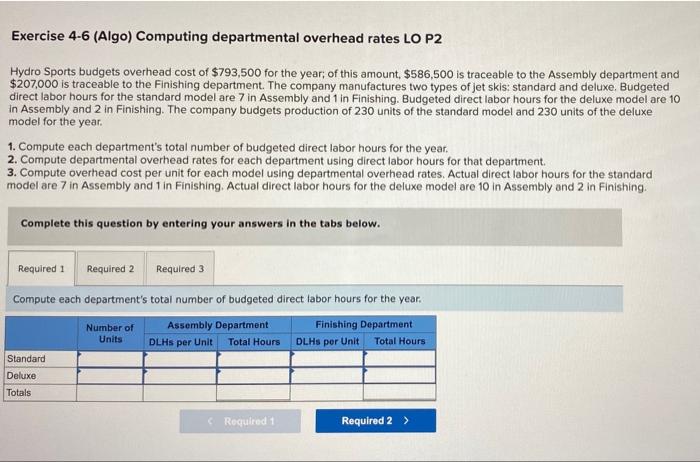 Solved Exercise 4-6 (Algo) Computing departmental overhead | Chegg.com