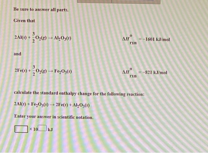 Solved Be sure to answer all parts. Given that | Chegg.com