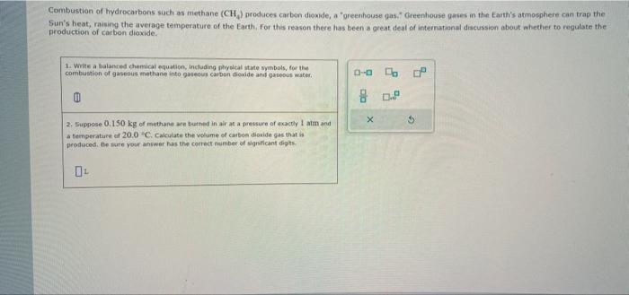 Solved Combustion of hydrocarbons such as methane (CH4) | Chegg.com
