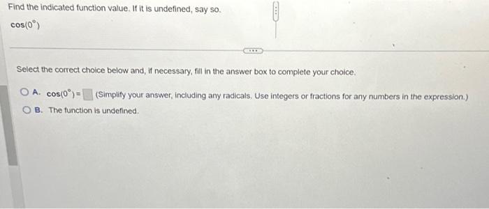 Solved Find the indicated function value. If it is | Chegg.com