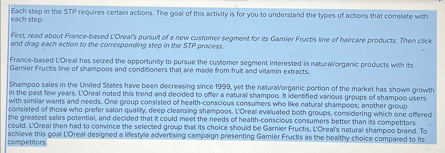 Solved Each step in the STP requires certain actions. The | Chegg.com