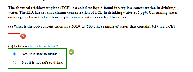 Solved The chemical trichloroethylene (TCE) ﻿is a colorless | Chegg.com