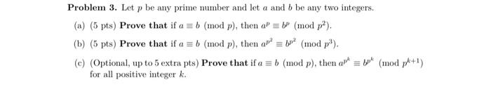 Solved Problem 3. Let p be any prime number and let a and b | Chegg.com