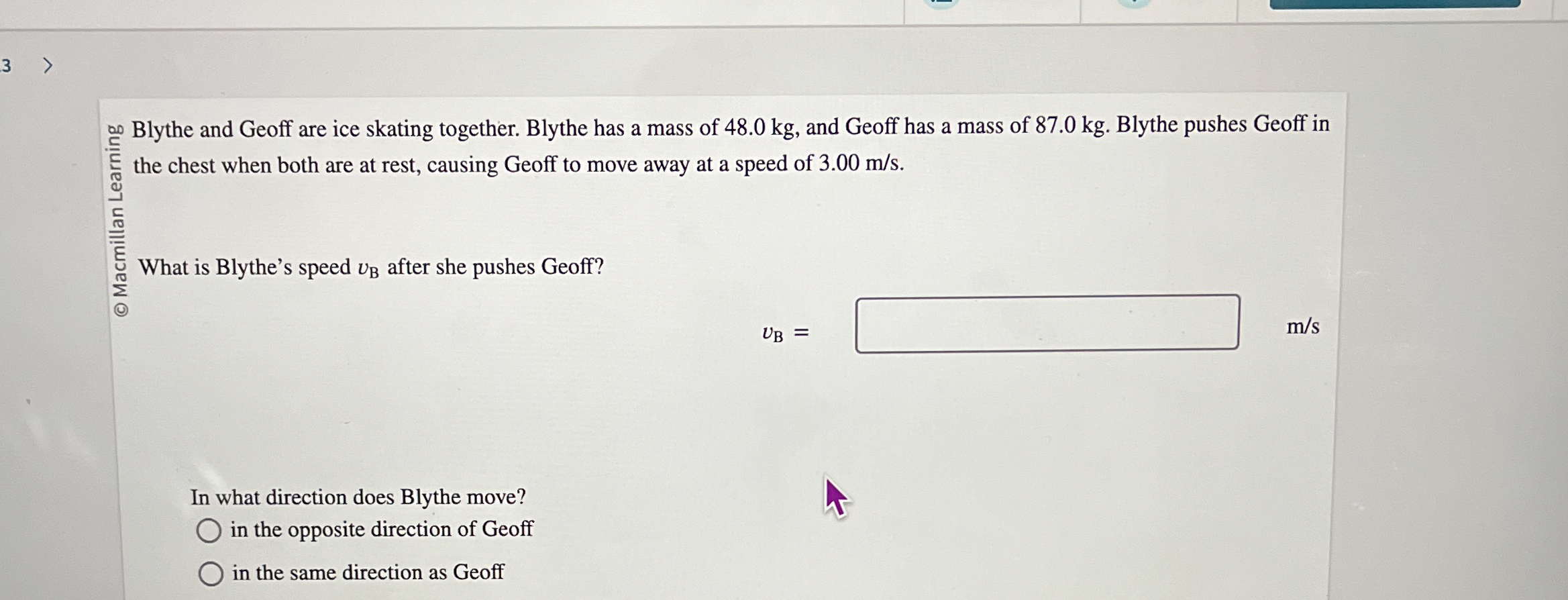 Solved 3Blythe and Geoff are ice skating together. Blythe | Chegg.com
