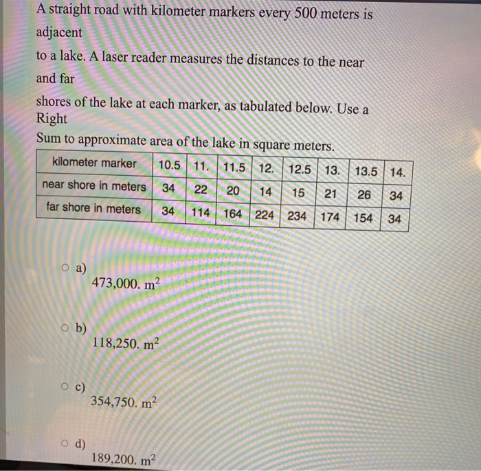 Solved A straight road with kilometer markers every 500 | Chegg.com