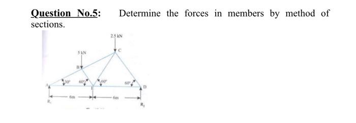 Solved Question No.5: Determine the forces in members by | Chegg.com