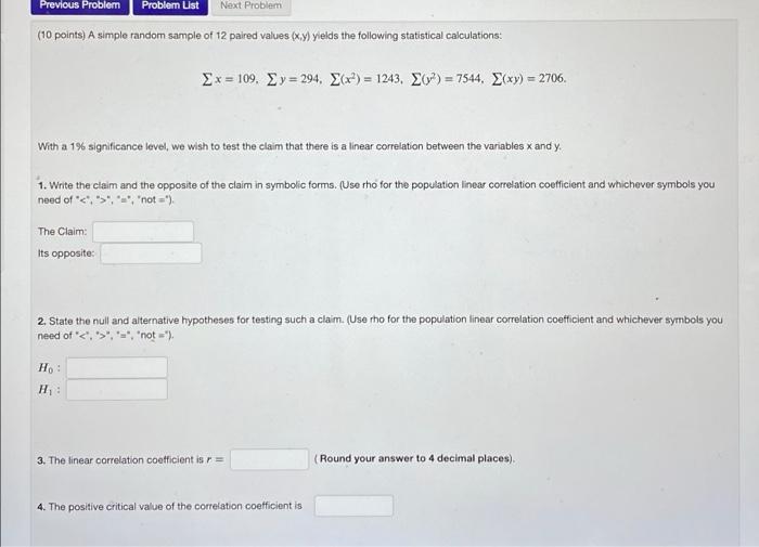 Solved Previous Problem Problem List Next Problem (10 | Chegg.com
