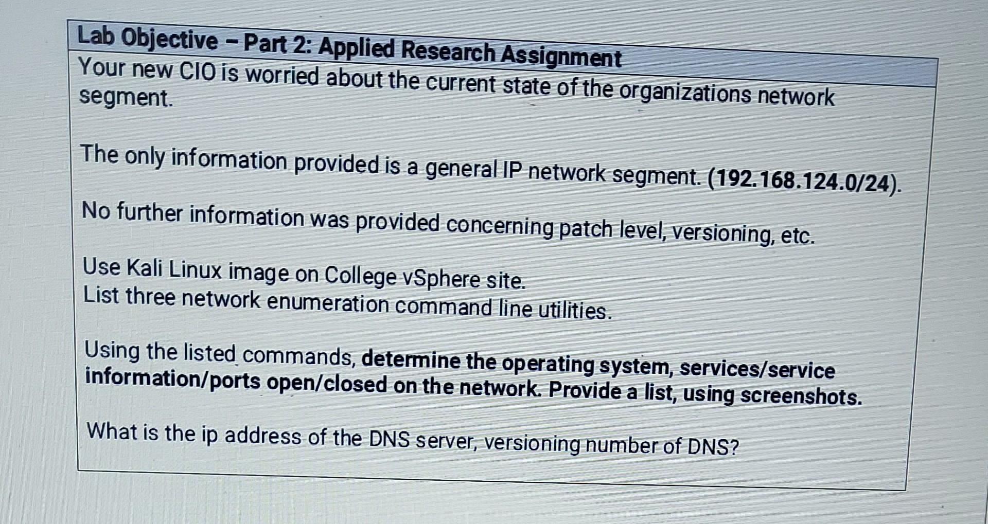 Solved Lab Objective - Part 2: Applied Research Assignment | Chegg.com