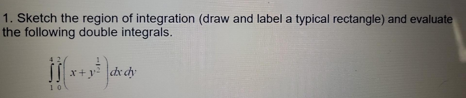 Solved 1. Sketch the region of integration (draw and label a | Chegg.com