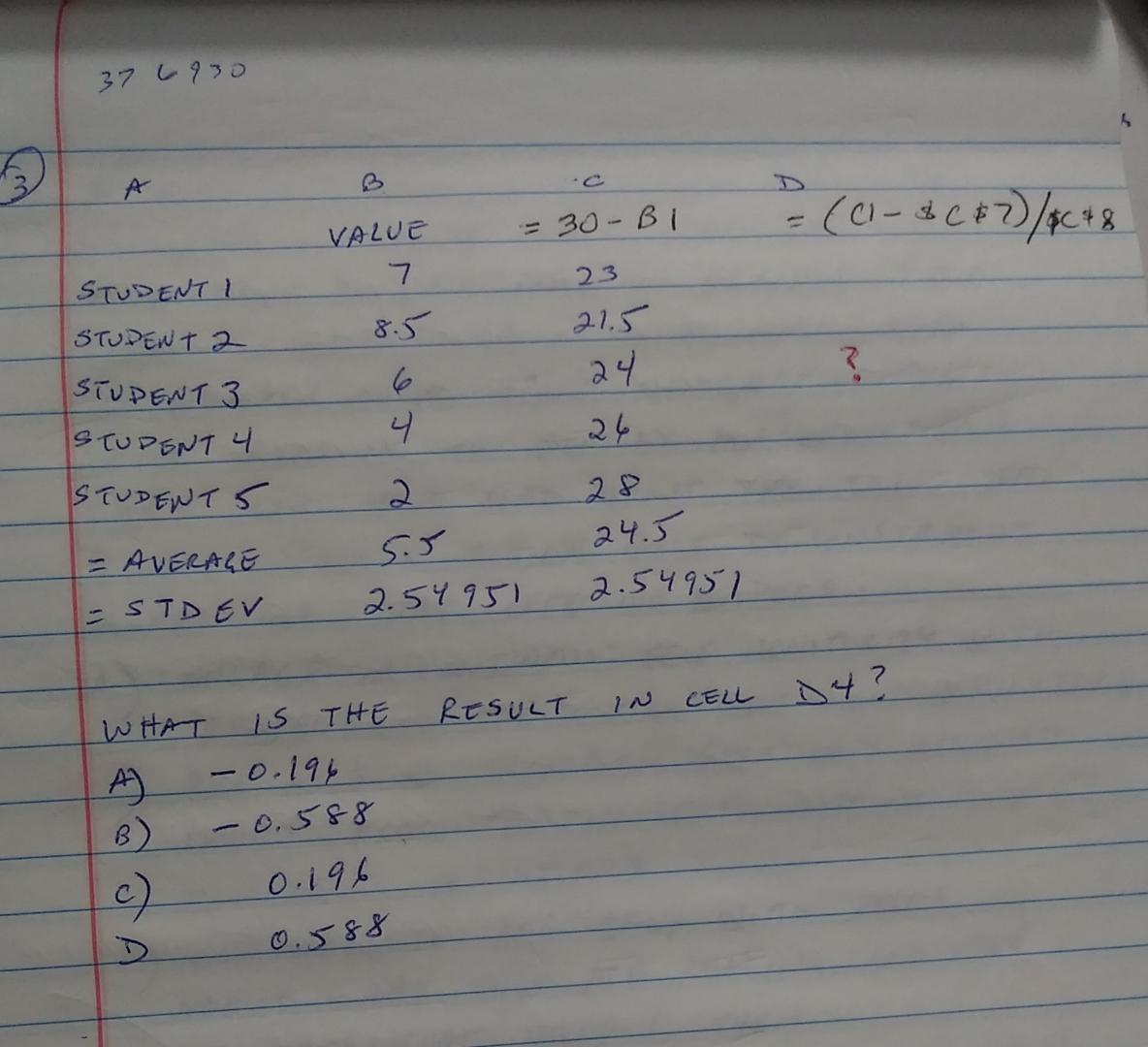 Solved 376930(3) AWHAT IS THE RESULT IN CELL | Chegg.com