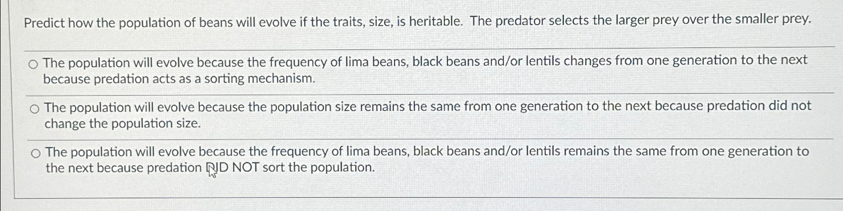 Solved Predict how the population of beans will evolve if | Chegg.com
