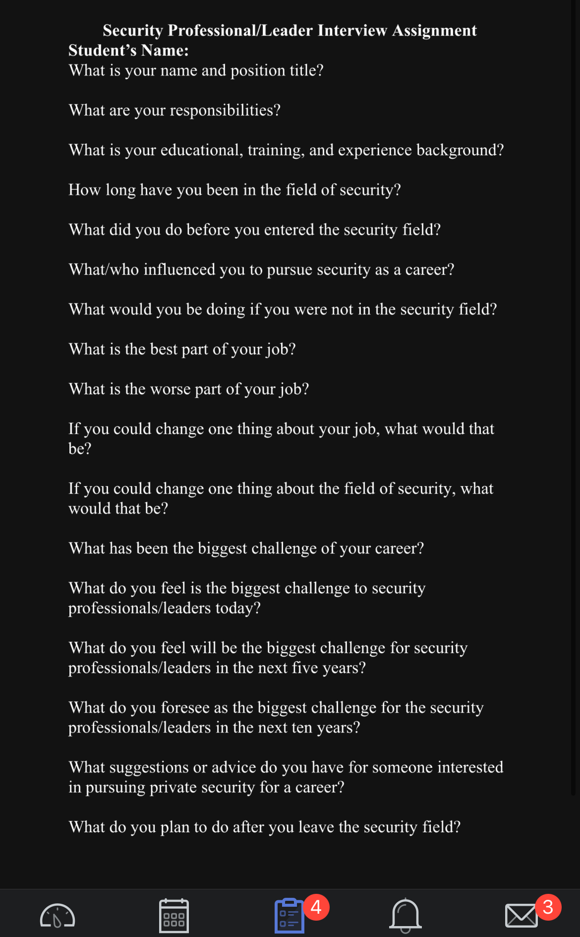 Solved Security Professional/Leader Interview | Chegg.com