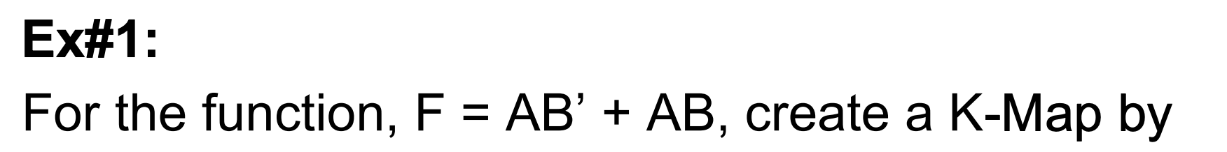 Solved Ex#1:For the function, F=AB'+AB, ﻿create a K-Map by | Chegg.com