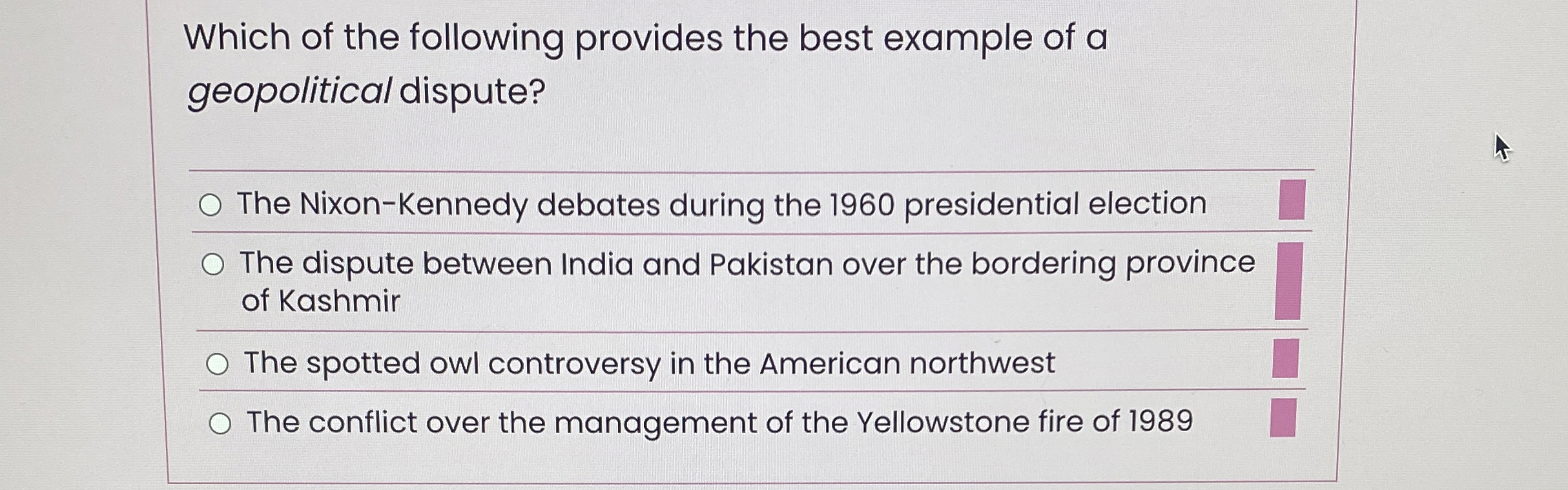 Solved Which of the following provides the best example of a | Chegg.com