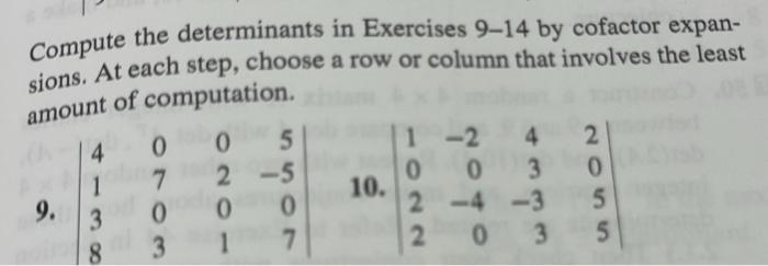 Solved Compute the determinants in Exercises 9−14 by | Chegg.com