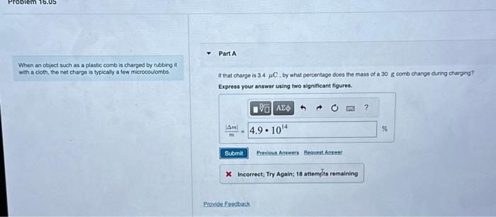 Solved When an object such as a plaste comb is charged by | Chegg.com