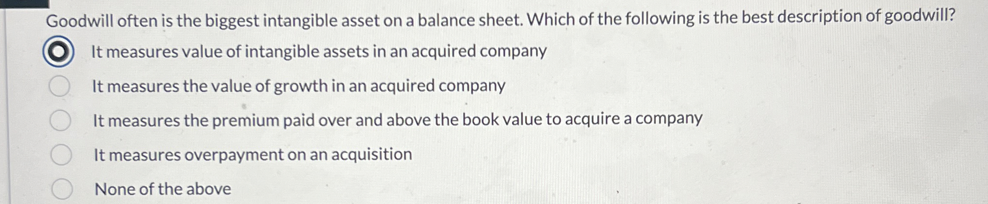 Solved Goodwill often is the biggest intangible asset on a | Chegg.com