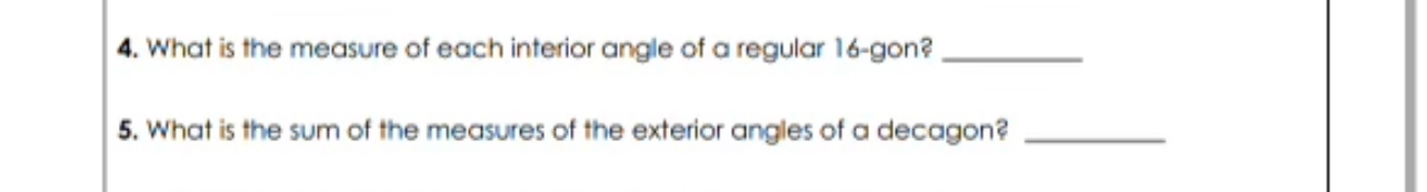 Solved What is the measure of each interior angle of a | Chegg.com