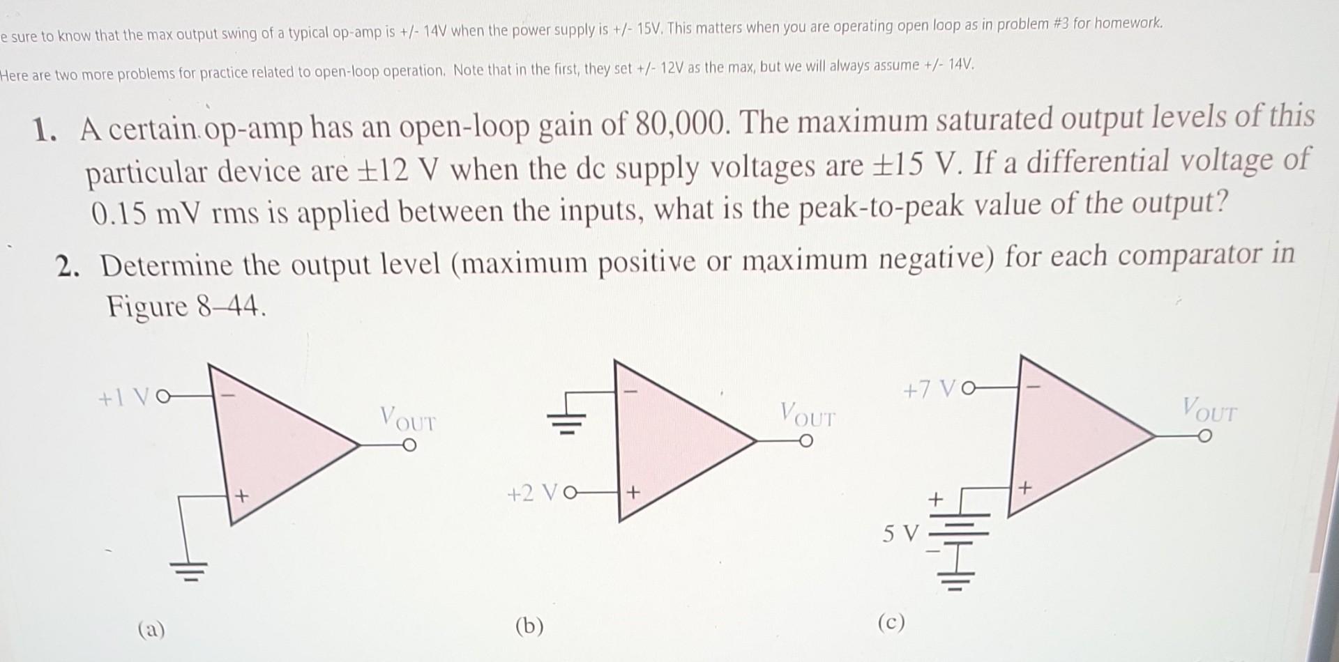 Solved 1 A Certain Op Amp Has An Open Loop Gain Of 80000 