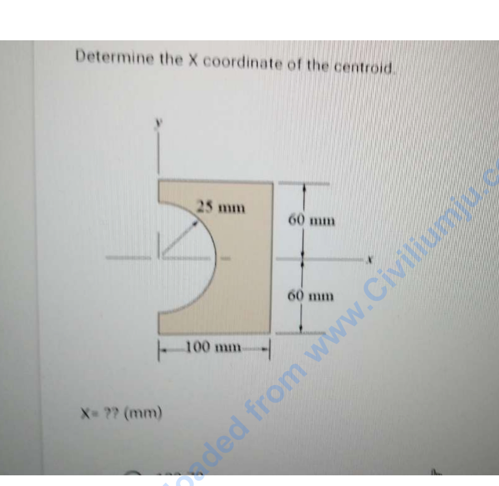 Solved Determine the x ﻿coordinate of the centroidx=(mm) | Chegg.com
